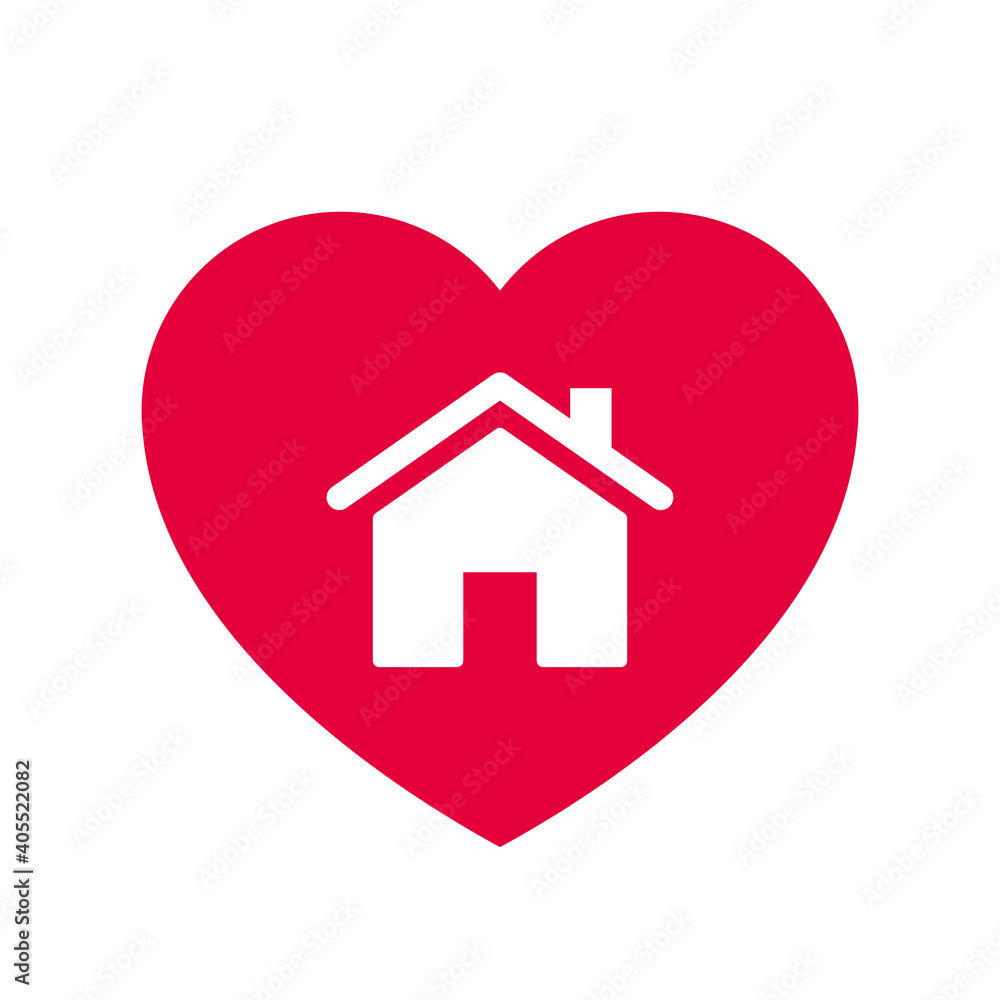 Herz mit Haus Symbol in rot, Vektor Grafik Stock Vector | Adobe Stock