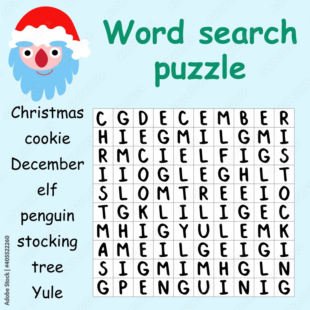 Christmas word search puzzle stock vector illustration. Funny ...