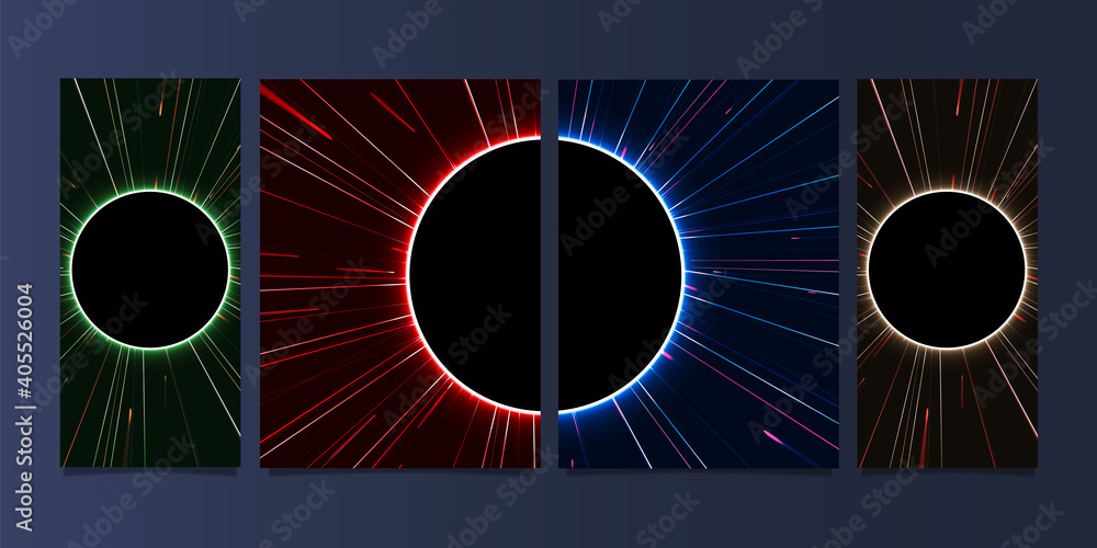 Set of Abstract neon lights technology banner background, Digital ...