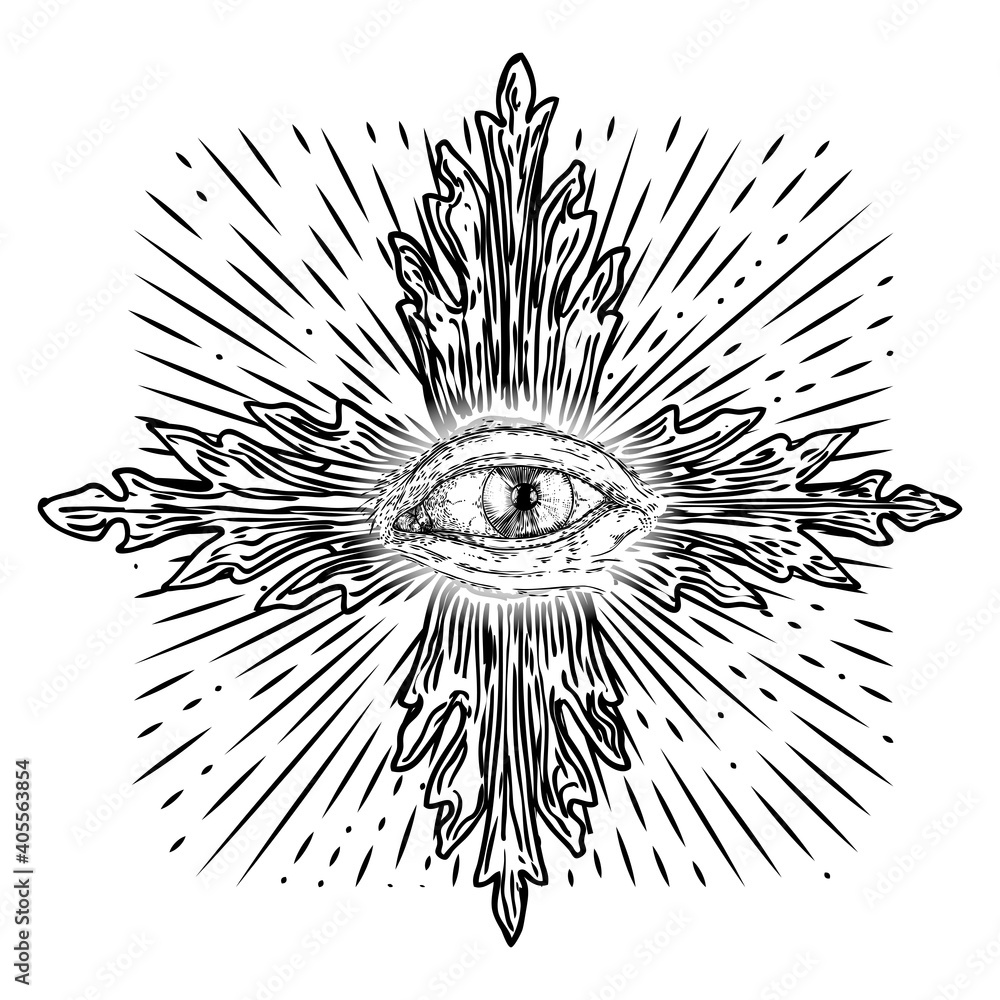 All seeing eye or Eye of Providence on decorative background sacred ...