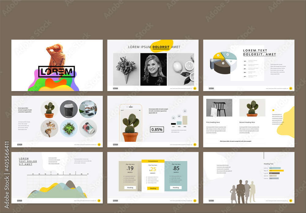 Clean Presentation Layout with Yellow Accents Stock Template | Adobe Stock