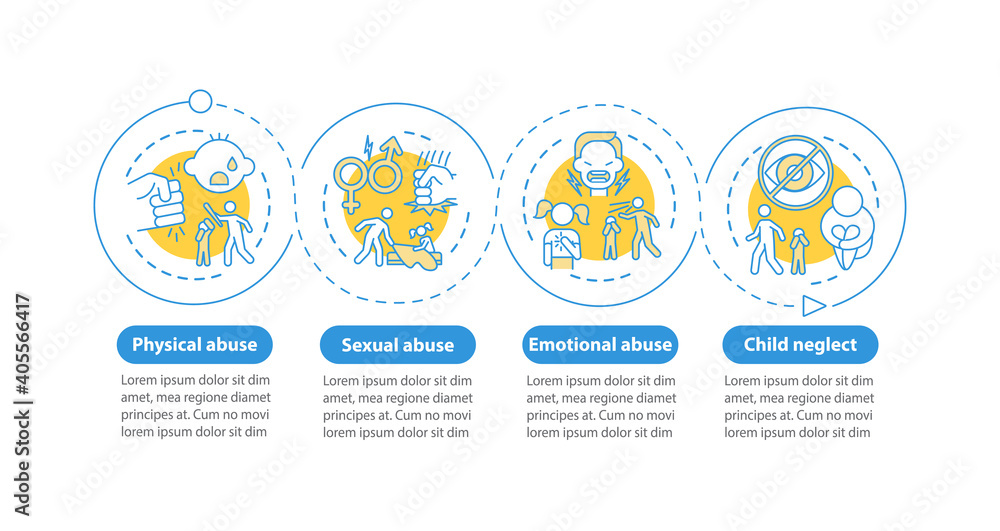 Domestic child abuse vector infographic template. Harassment ...
