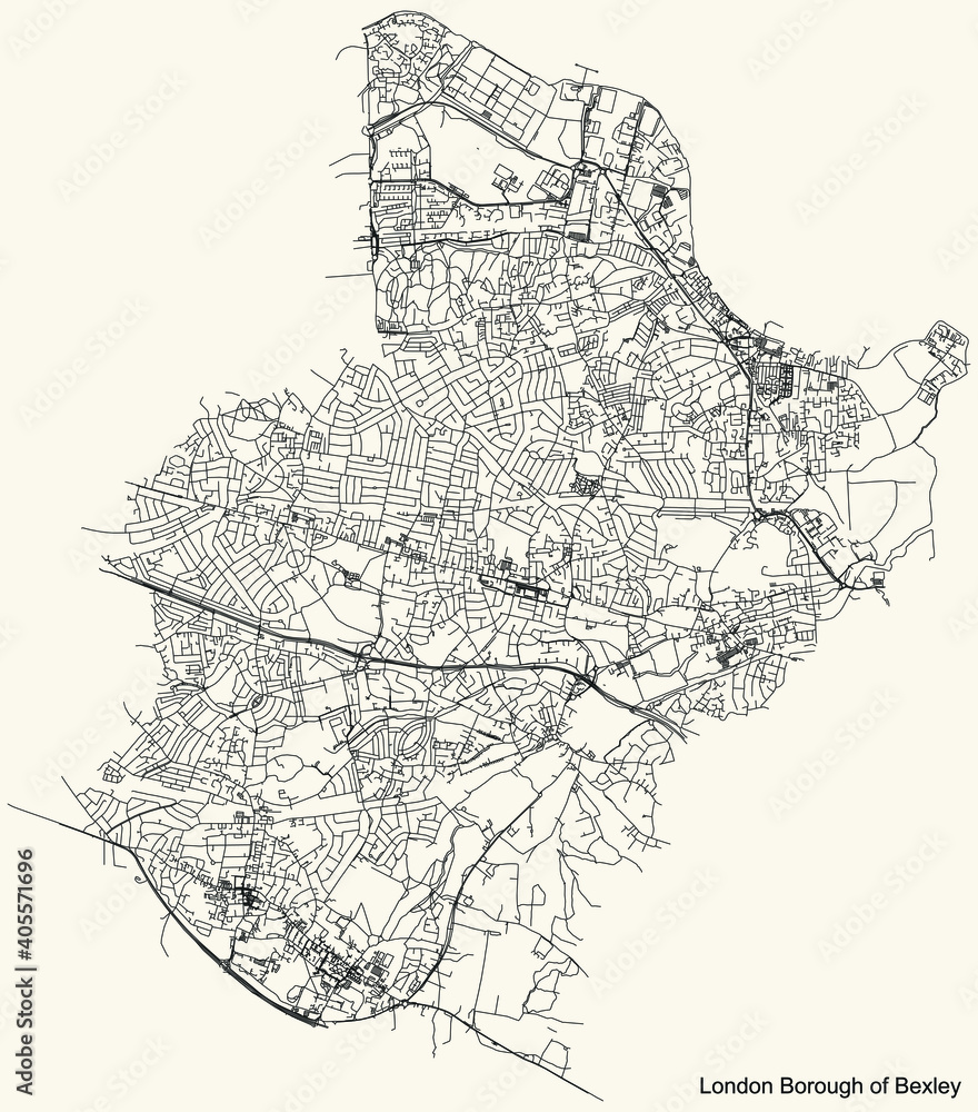 Vecteur Stock Black simple detailed street roads map on vintage beige ...