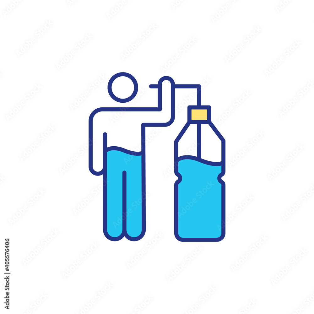 Drinking huge amount of water RGB color icon. Stay hydrated by drinking ...