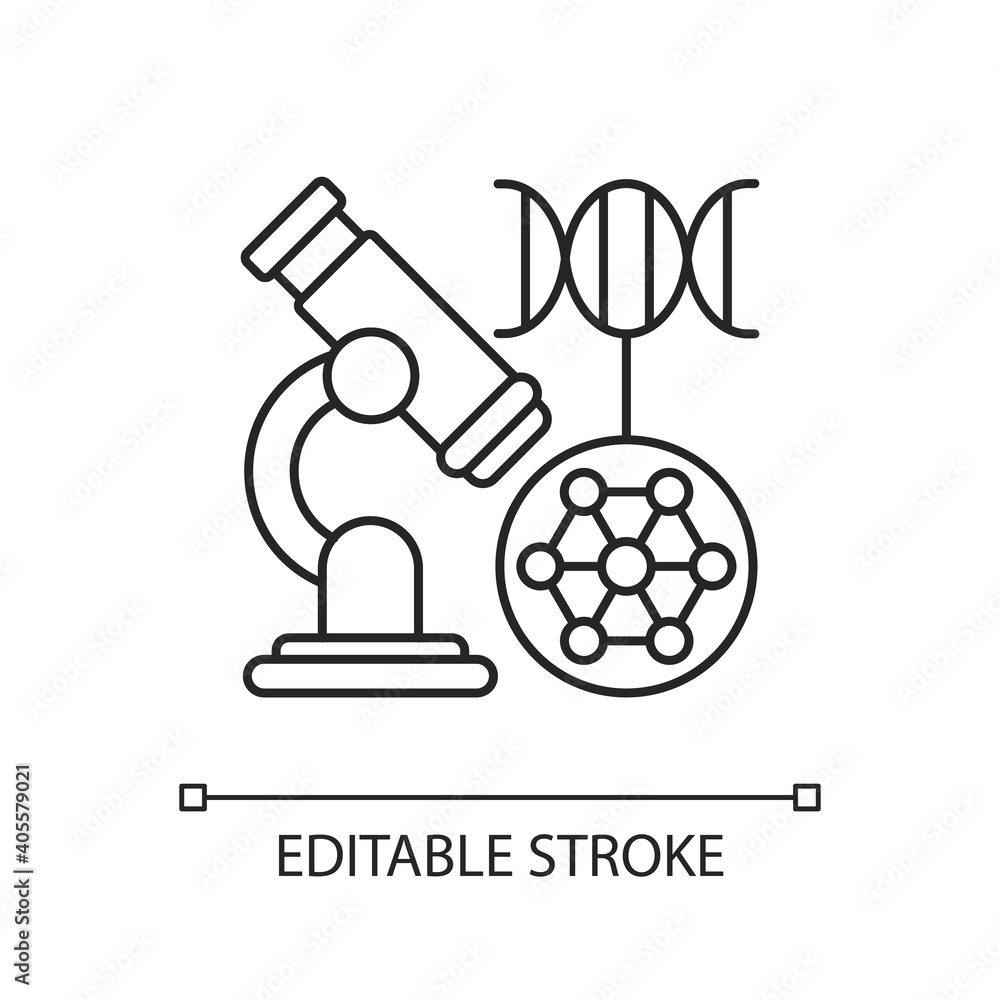 DNA microarray linear icon. Microscopic analysis. Nano organism sample ...