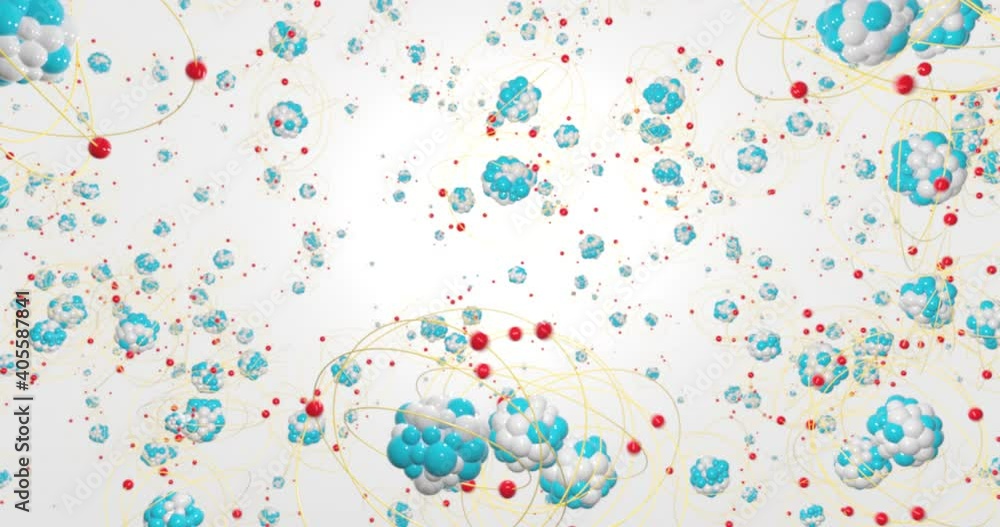 The nucleus of atom, an atom and its nucleus, electrons rotate, protons ...
