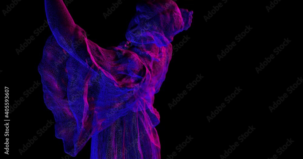 Ancient greek statue in wireframe with neon bright colors. Classic ...