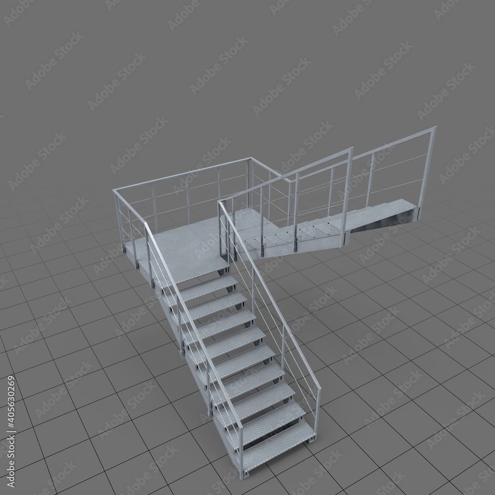 C shaped industrial staircase Stock 3D asset | Adobe Stock