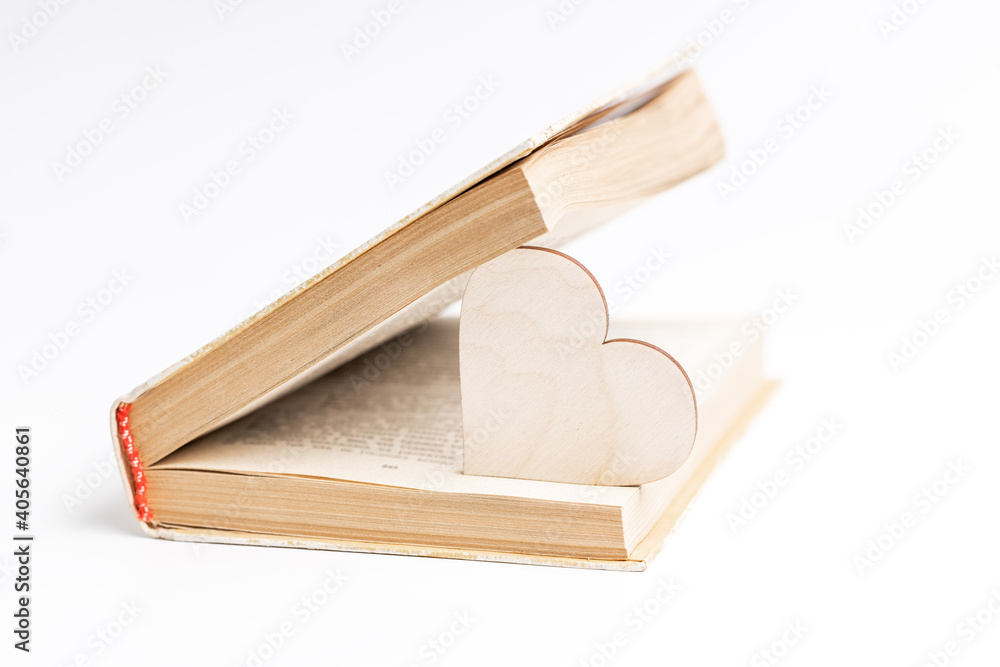 open book with heart symbol inside. love reading concept. valentine day ...