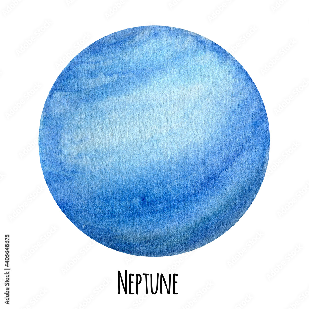 Neptune Planet of the Solar System watercolor isolated illustration on ...