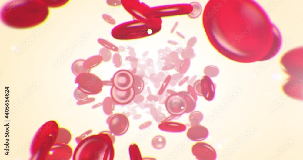 Blood flow inside the vessel, erythrocytes, leukocytes, blood fluid 3D ...