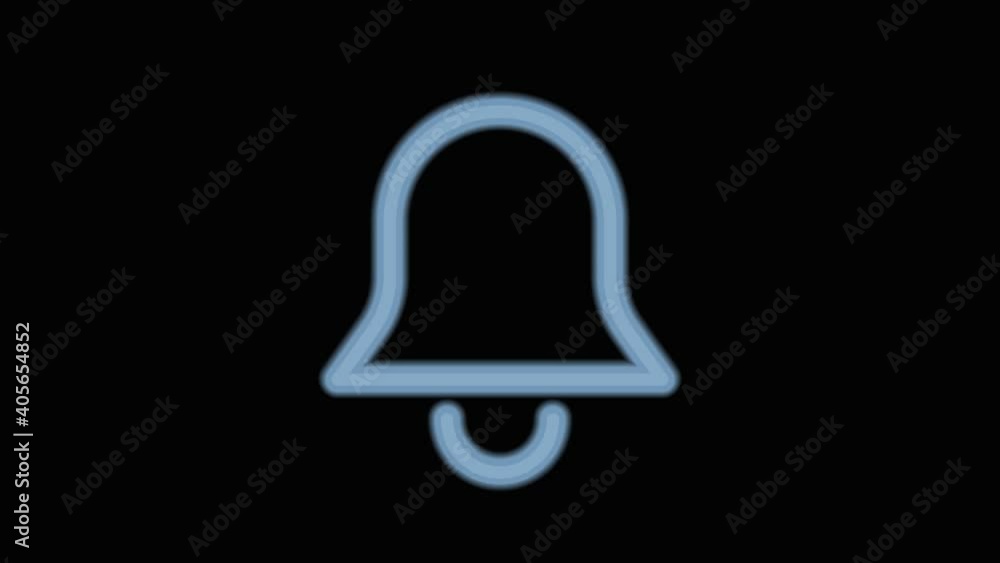 Bell light blue neon light glow effect swing from side to side ...