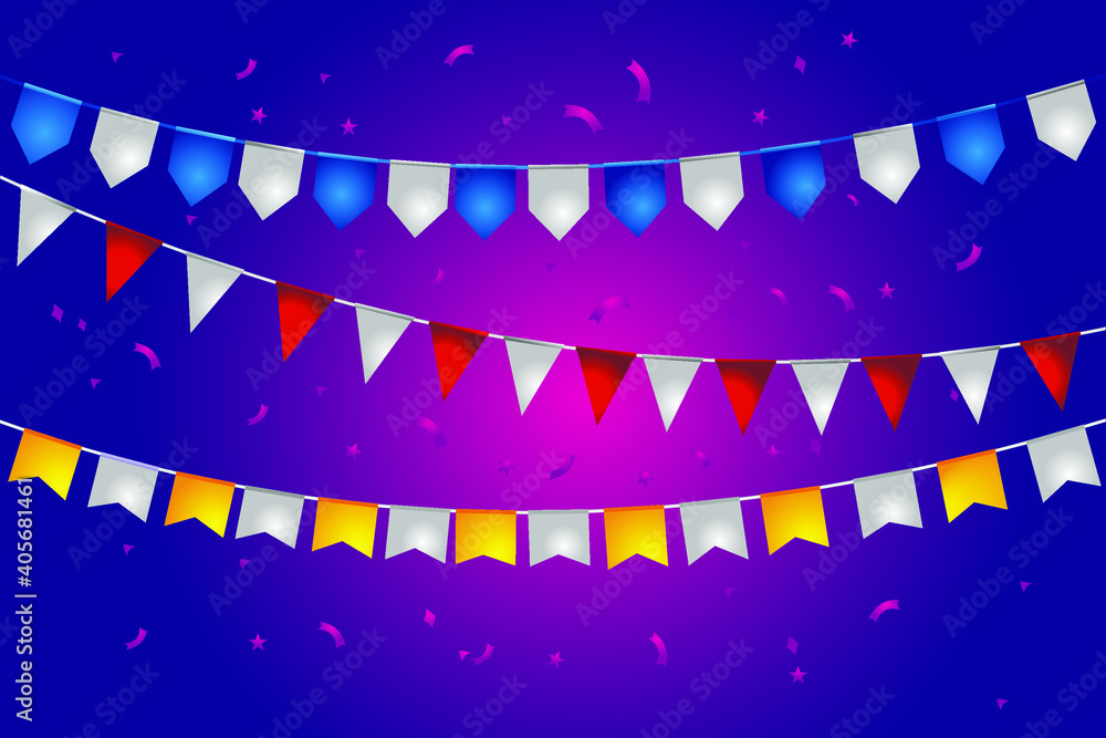 Birthday party bunting and confetti vector illustration Stock Vector ...