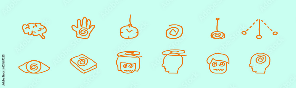 set of hypnosis cartoon icon design template with various models ...