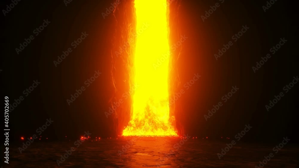 Hell gates. Road to hell fire. Devil portal. Sinner. Religious concept ...