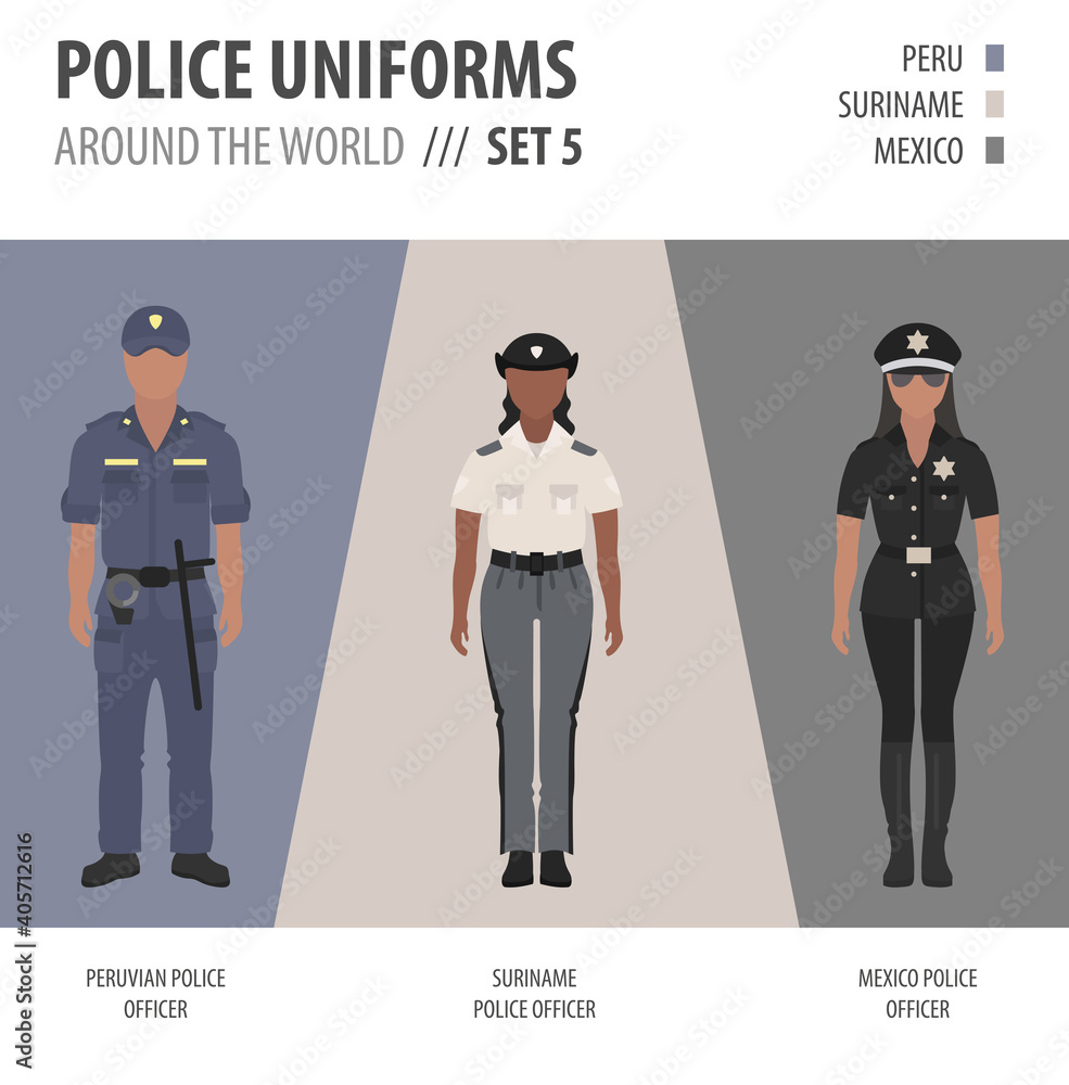 Police uniforms around the world. Suit, clothing of american police ...