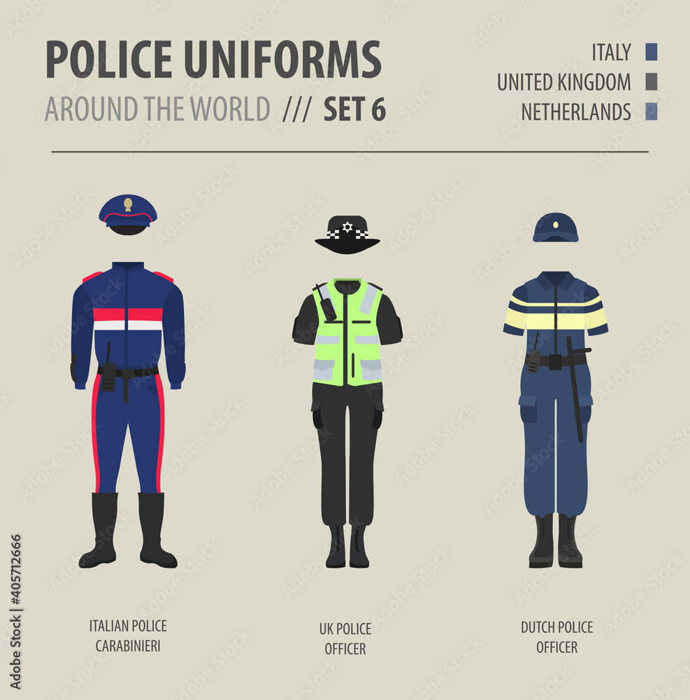 Police uniforms around the world. Suit, clothing of european police ...