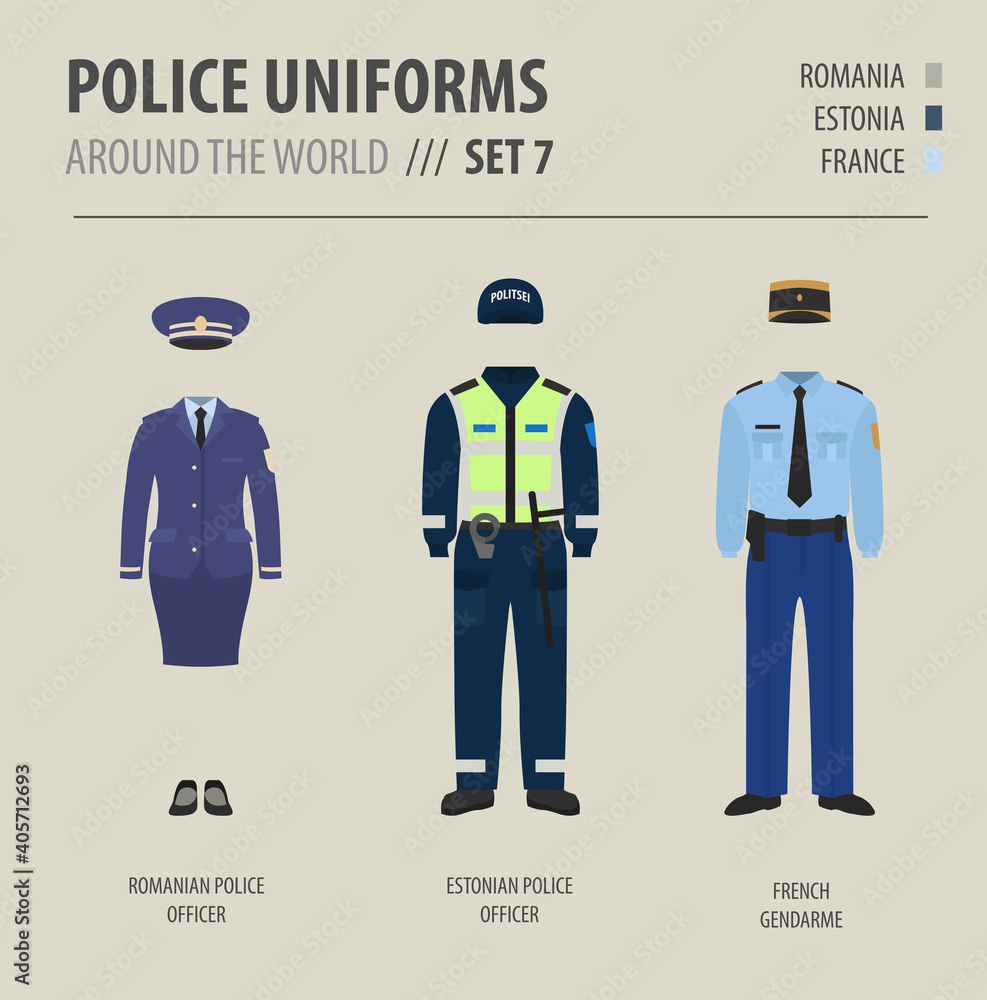Police uniforms around the world. Suit, clothing of european police ...