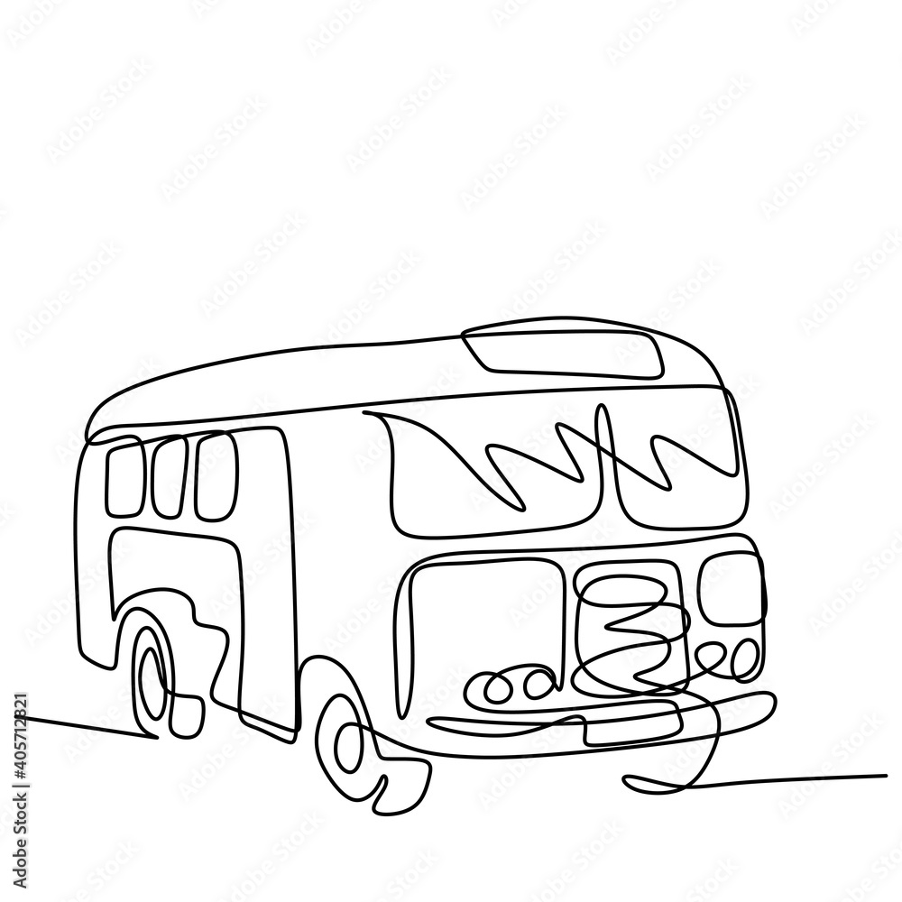One line drawing of bus in the city. An urban public transport isolated ...