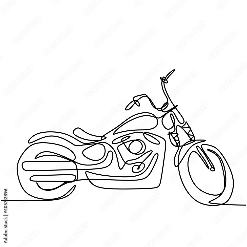 Continuous one line drawing of old classic vintage motorcycle. Cool ...