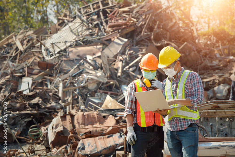 Recycling industry a worker who recycling thing on recycle center ...