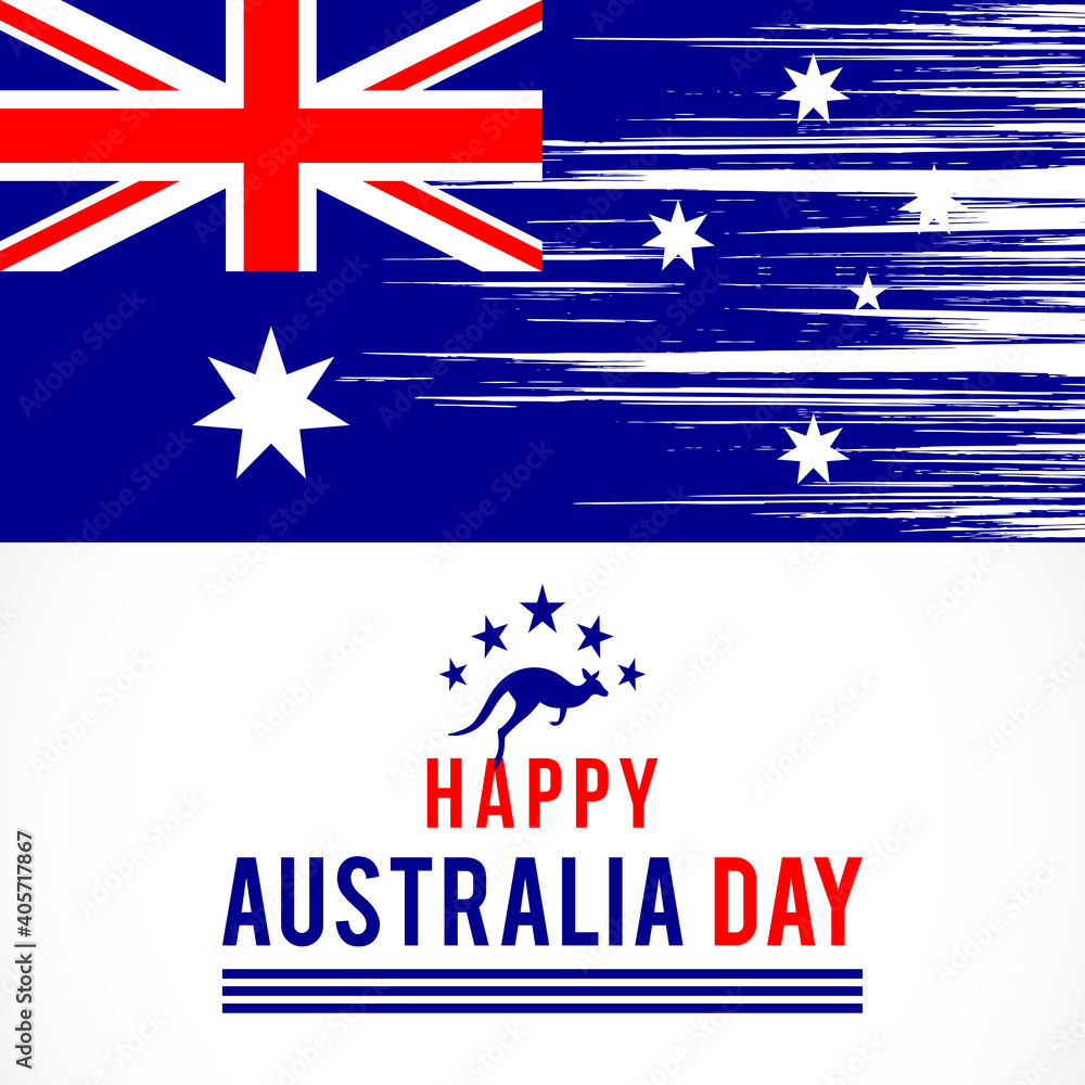 Happy Australia day lettering. calligraphy with flag map of Australia ...