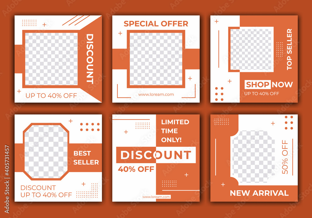 Set of social media feed layouts. Insert your photos and text, create ...