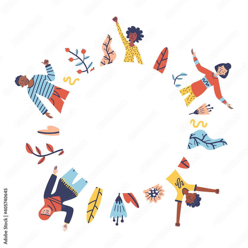 Group of people: men and women are standing together. Concept of ...