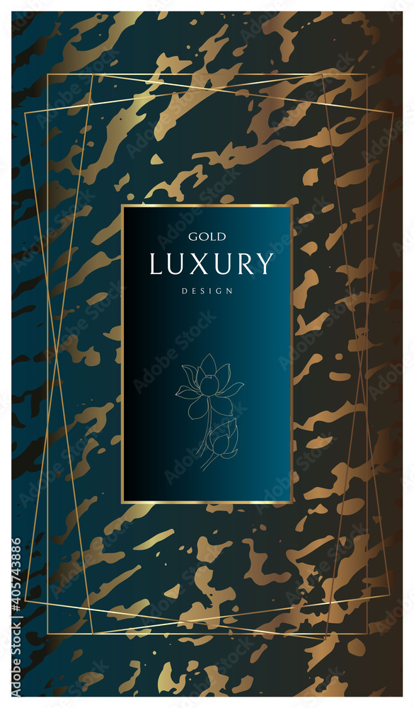 Luxury cover design template. Two lotuses drawn by hands in the form of ...