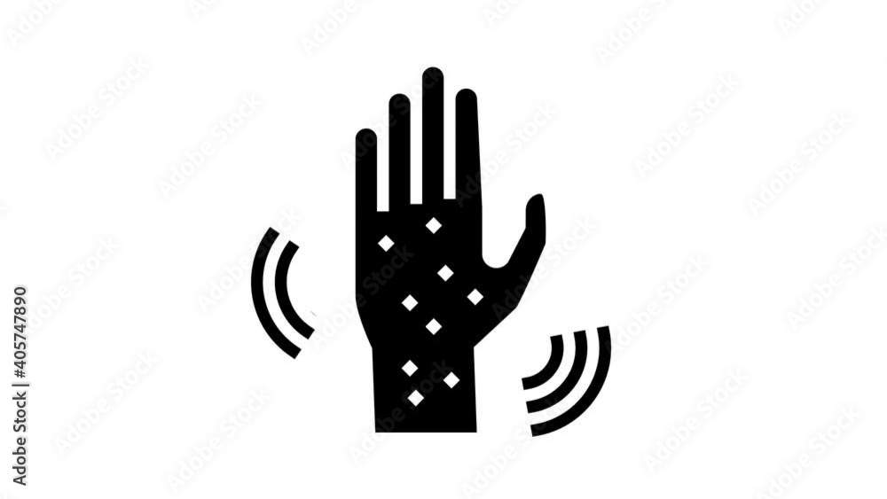 rash hand animated glyph icon. rash hand sign. isolated on white ...