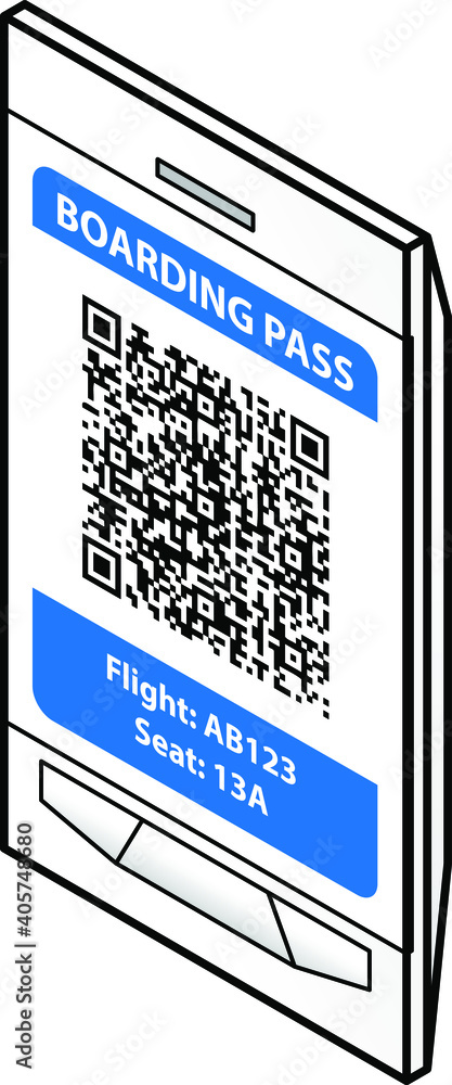 Mobile boarding pass QR code ready for scanning at the gate. Stock ...