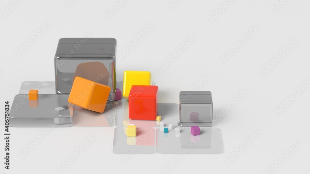 3D illustration of Composition using various shapes. The composition ...