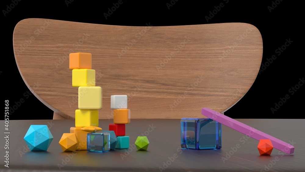 3D illustration of Composition using various shapes. The composition ...