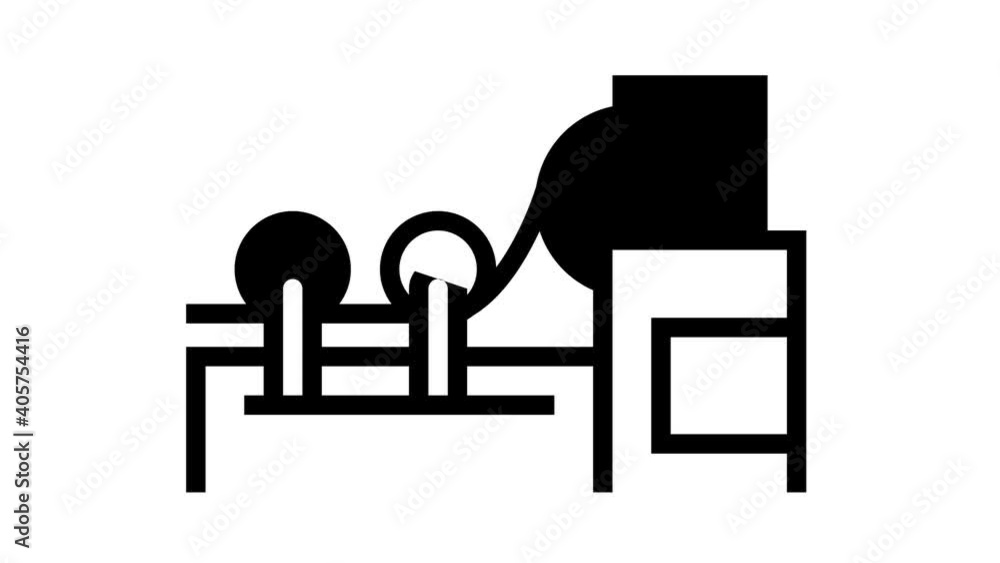 paper rolling system animated black icon. paper rolling system sign ...