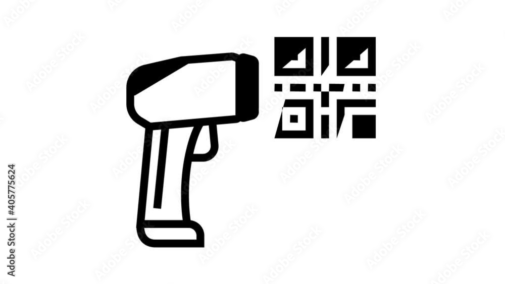 pistol for scanning bar code animated black icon. pistol for scanning ...