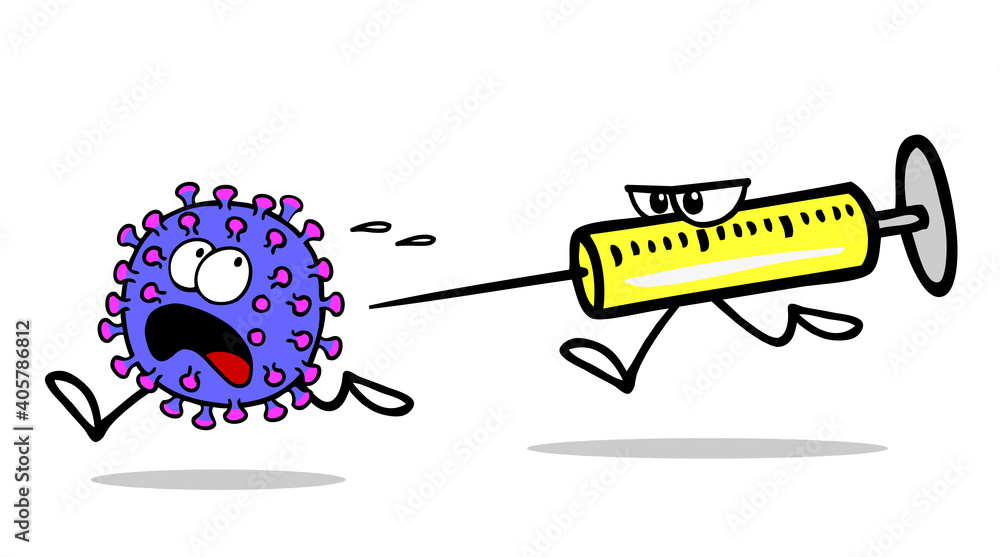Covid-19 Impfung vertreibt Coronavirus mit Impfstoff Stock Illustration ...