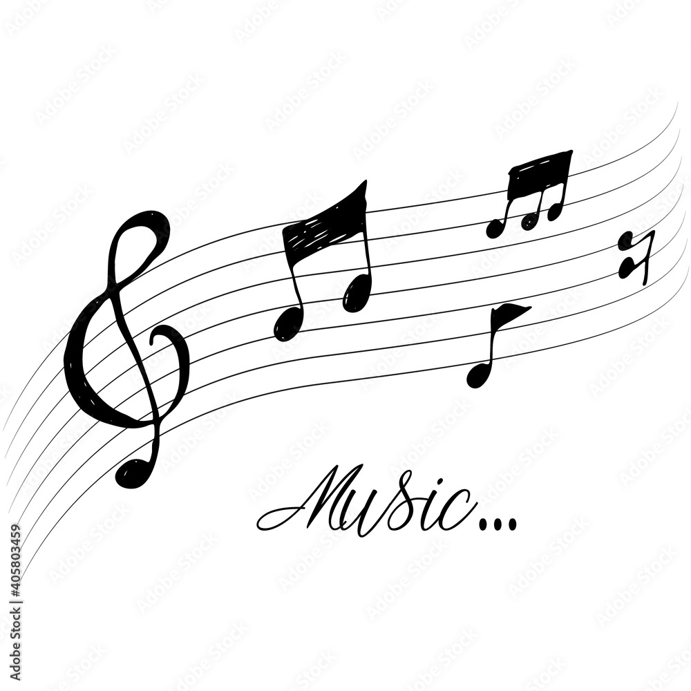 Vector hand drawn music notes background Stock Vector | Adobe Stock