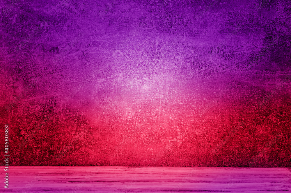 Neon light on concrete wall texture background. Lighting effect violet ...