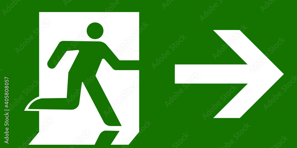 Photo & Art Print Emergency exit sign symbol right iso 7010 green ...