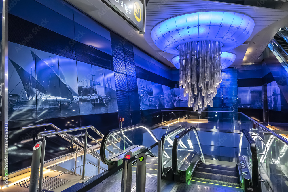 Interior of UAE Exchange metro station at Red Line. Guinness World ...