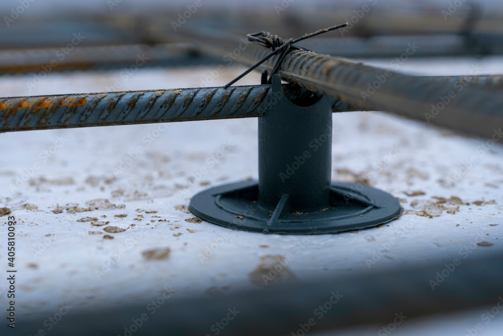construction of the building foundation. nfocused structure of 2 ...