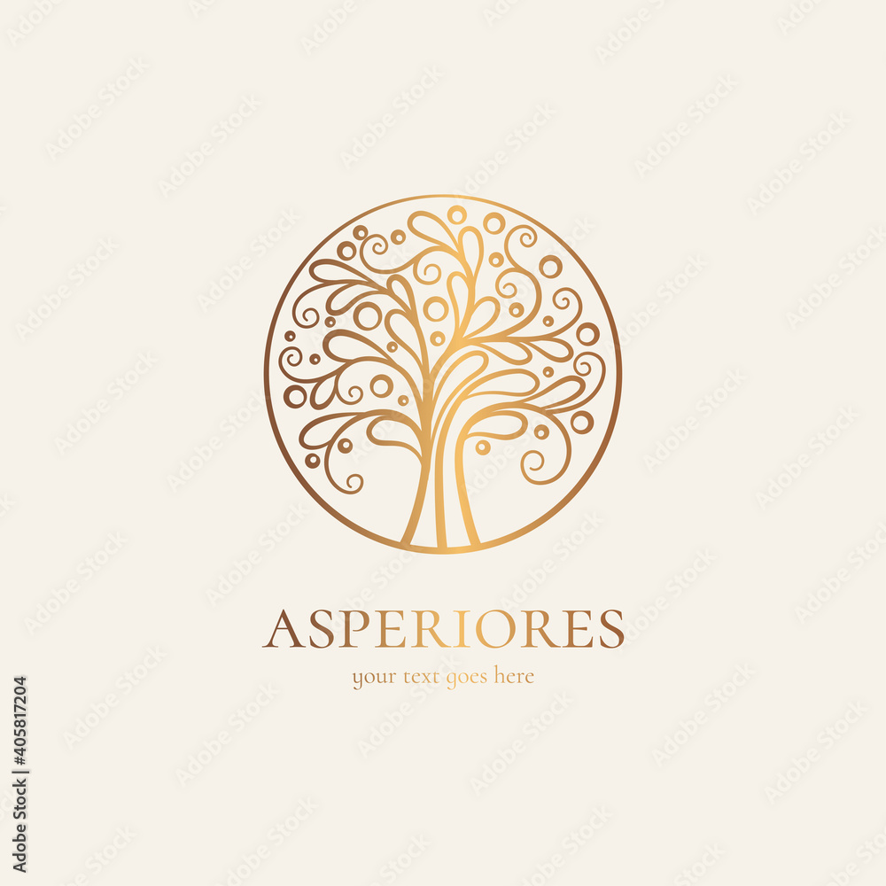 Golden tree logo. Modern vector illustration. Isolated vector. Great ...