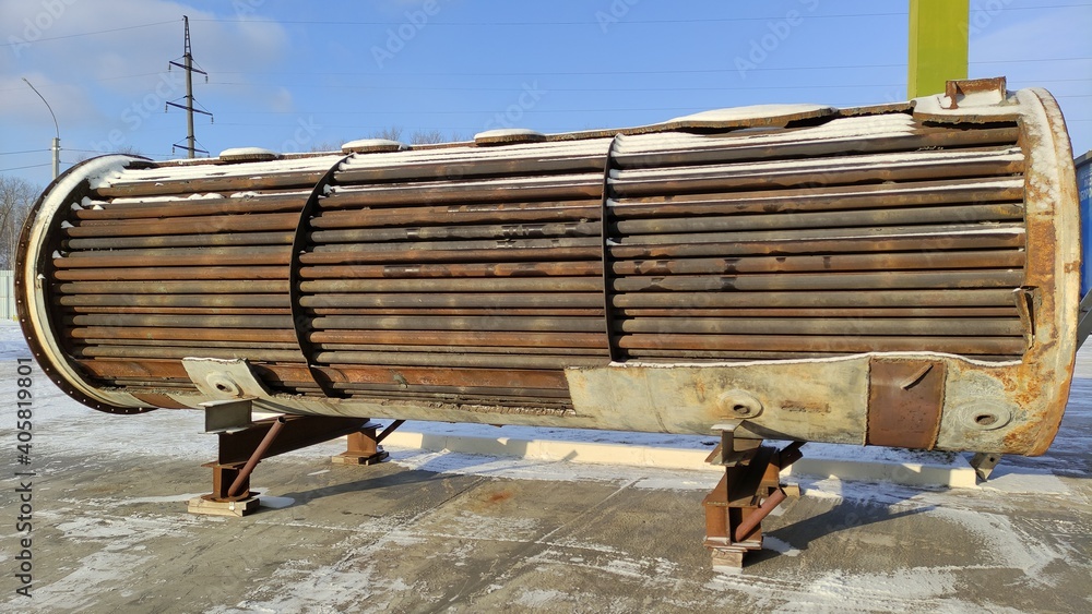 Heat exchanger. Old industrial steam recovery boiler Stock Photo ...
