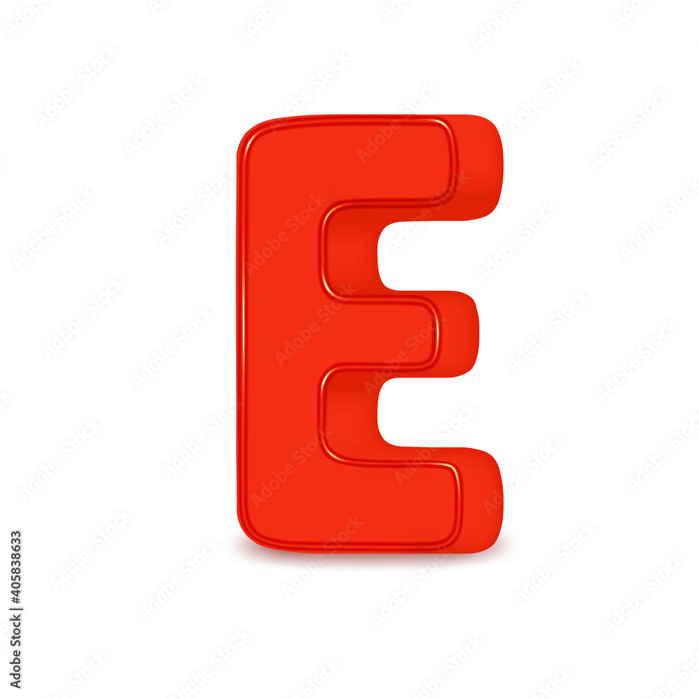 Red alphabet, cartoon and volumetric letter. Vector logo. Stock Vector ...
