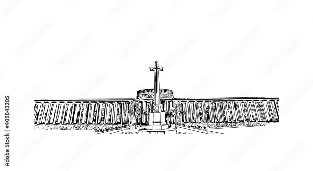 Vektorová grafika „Building view with landmark of Dawei is the city in ...