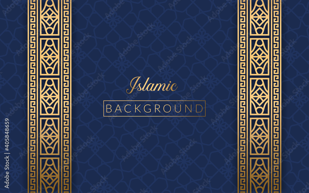 Background islamic arabic culture golden art deco template , frame ...