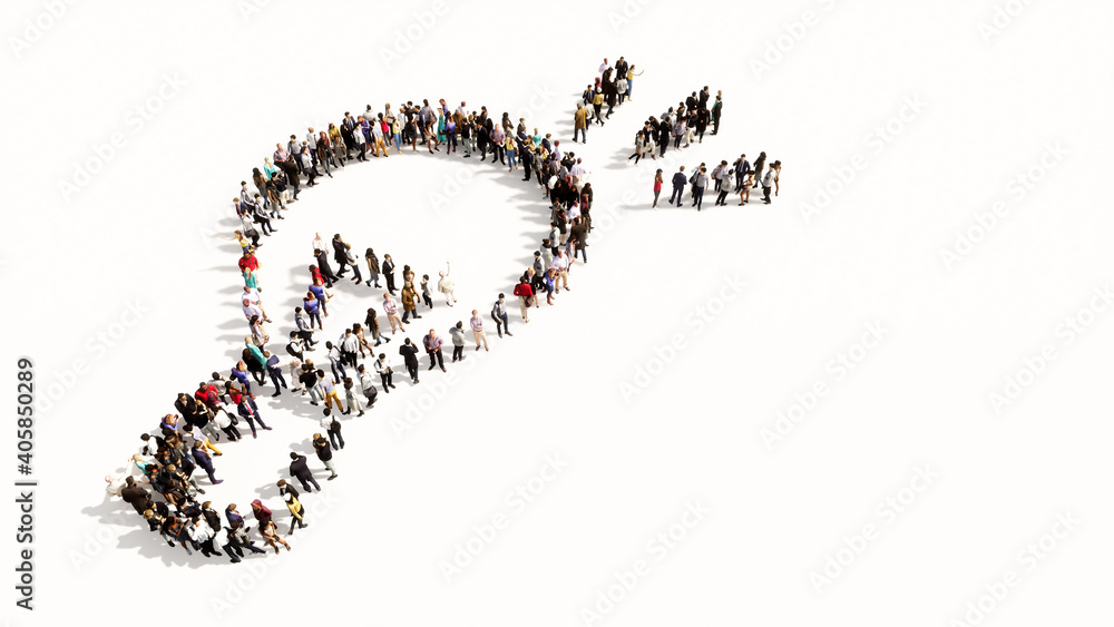 Concept or conceptual large community of people forming the image of a ...