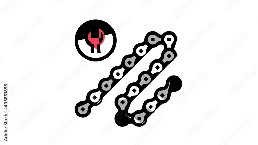 bicycle chane repair and shortening animated color icon. bicycle chane ...