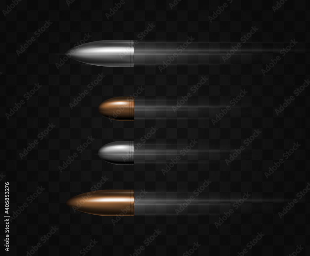 Bullet in flight with traces isolated on transparent background ...