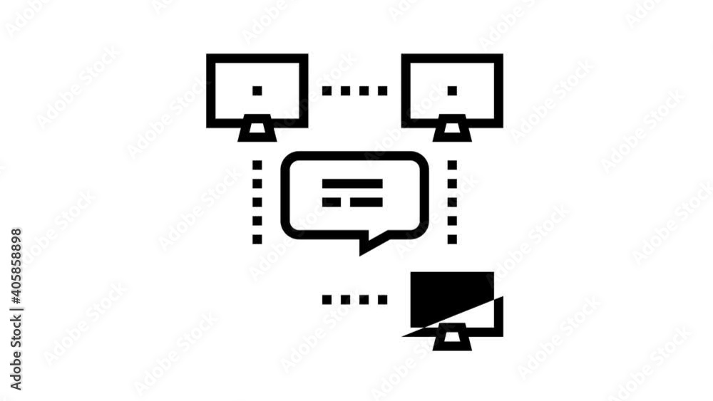 network computer users communication animated black icon. network ...
